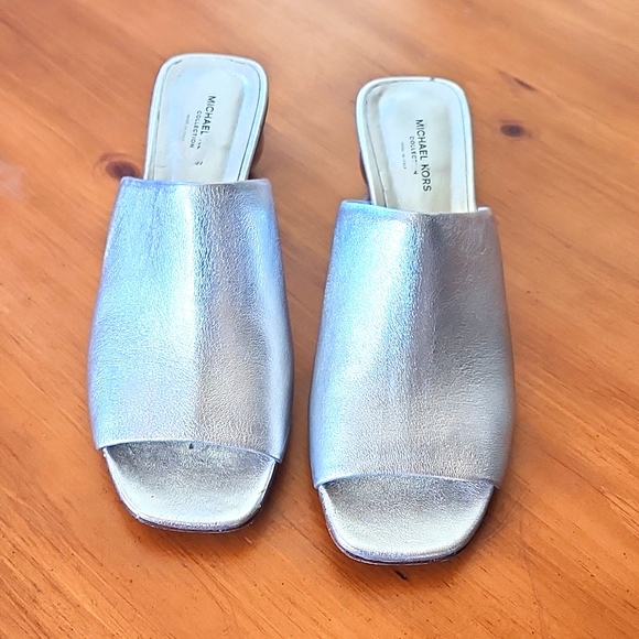 Michael Kors Collection | Shoes | Michael Kors Silver Slipon Heel ...